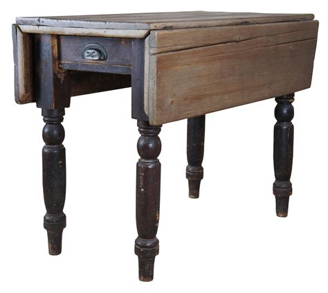 Primitive Antique English Pine Drop Leaf Farmhouse Dining Breakfast