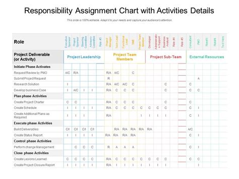 Responsibility Assignment Chart With Activities Details Ppt Powerpoint