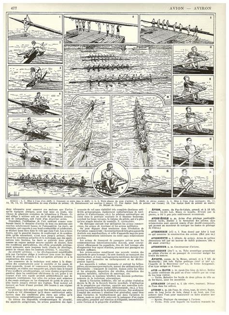 1930 Vintage Poster Rowing French Dictionary By Foliedujour Rowing