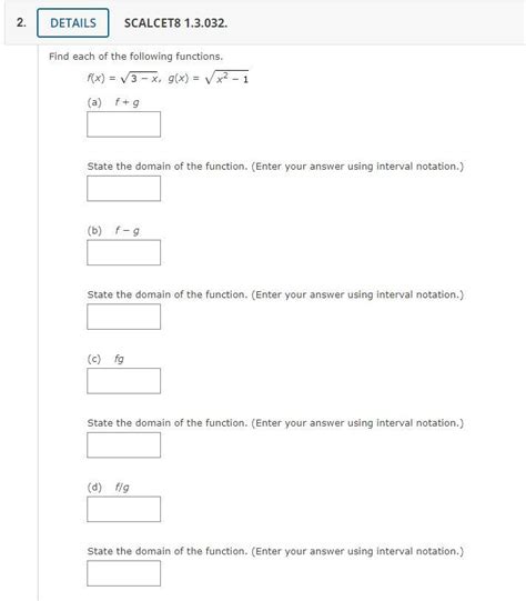 Solved Find Each Of The Following Functions Chegg Com