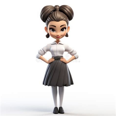 Dessin Animé 3d Rendu Décole Fille En Jupe Blanche Illustration Stock