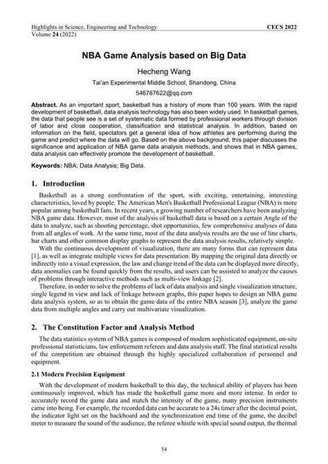 Pdf Nba Game Analysis Based On Big Data