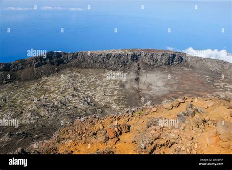 Panorama Landscape From The Top Of Pico Volcano At Hiking At Azores