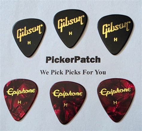 Gibson Epiphone Heavy Black Red 351 Shape Guitar Picks 6 Picks 123 Ebay
