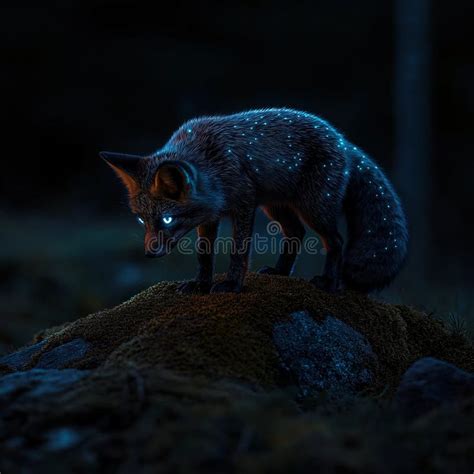 Glowing Fox At Night Stock Illustration Illustration Of Shadows