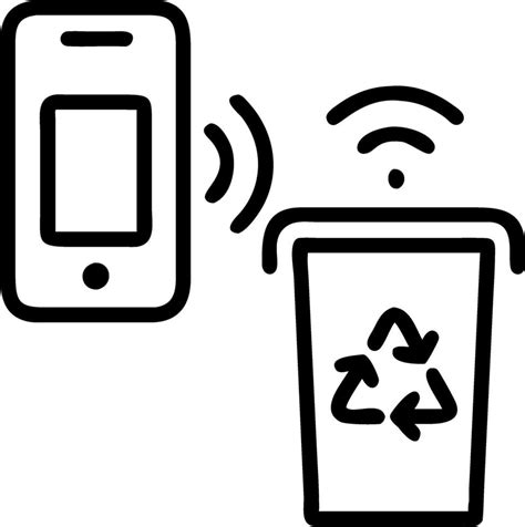 Employee Scanning QR Code On Recycling Bin With Smartphone For Tracking Vector Art At