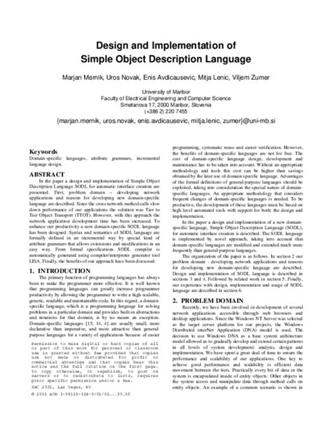Pdf Design And Implementation Of Simple Object Description Language