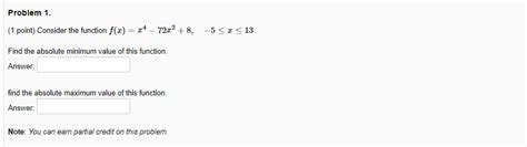 Solved Problem 1 1 Point Consider The Function F0 24