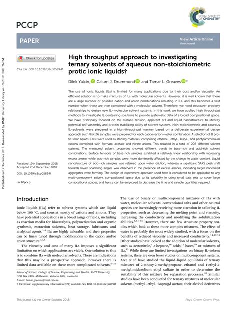 Pdf High Throughput Approach To Investigating Ternary Solvents Of Aqueous Non Stoichiometric