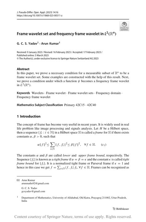 Frame Wavelet Set And Frequency Frame Wavelet In L2rn Request Pdf