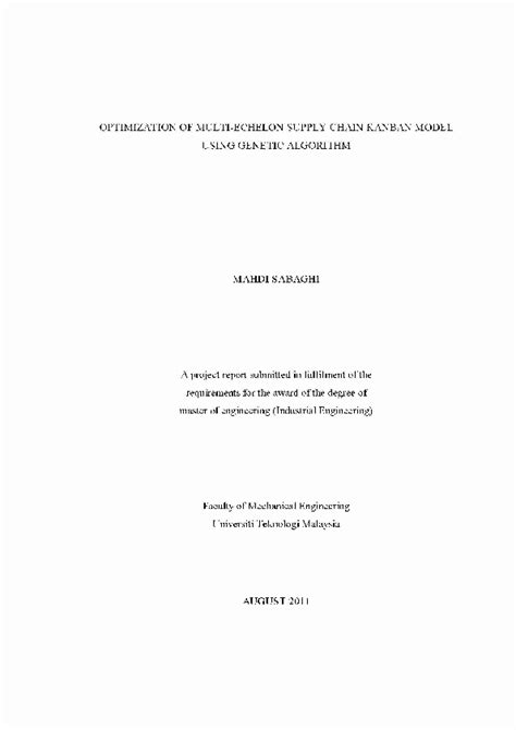 Pdf Optimization Of A Multi Echelon Supply Chain Kanban Model Using