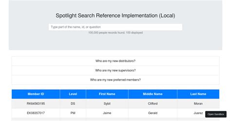 Spotlight Search Reference Implementation Codesandbox