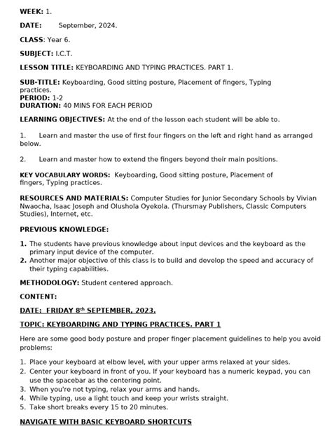 Year 6 Ict Week 1 And 2 Practical Lesson Plan Mr Obayanju Ayodele First Term 2024 2025 Session