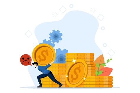 Premium Vector Vector Illustration Of Money Dependency Concept With Unhappy Man Carrying Heavy