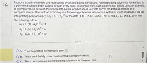 Solved Suppose Experimental Data Are Represented By A Set Of
