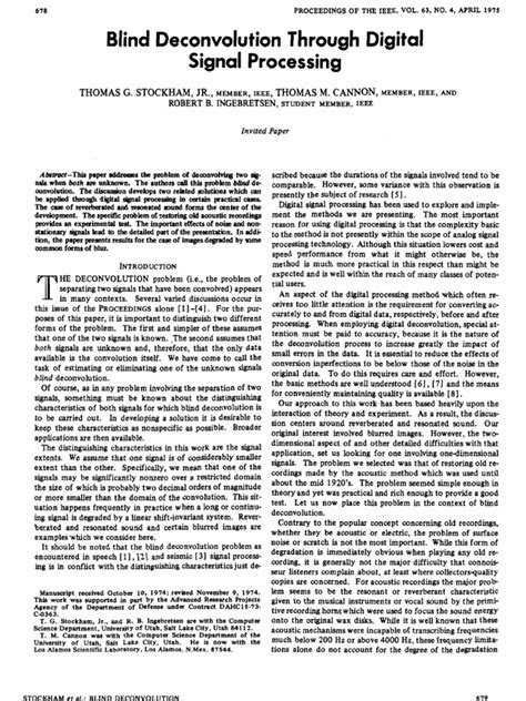 Paper Blind Deconvolution Through Dsp Pdf Spectral Density