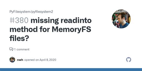 Missing Readinto Method For MemoryFS Files Issue 380 PyFilesystem Pyfilesystem2 GitHub