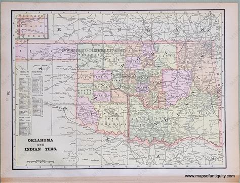 1900 Oklahoma And Indian Ters Antique Map Maps Of Antiquity