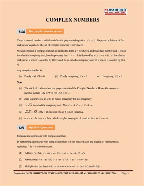 Complex Numbers Orgppt Physics Science