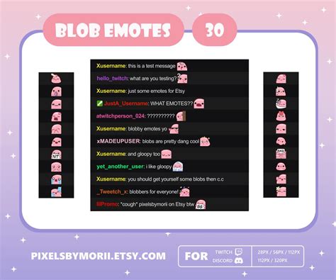Blob Emote Pack For Twitch Or Discord Pink Emotes Slime Emotes
