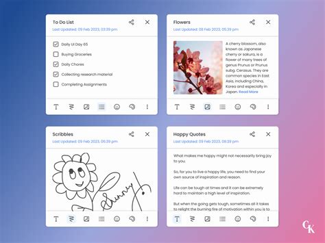 Daily Ui 65 Notes Widget By Chinmayee Khavale On Dribbble