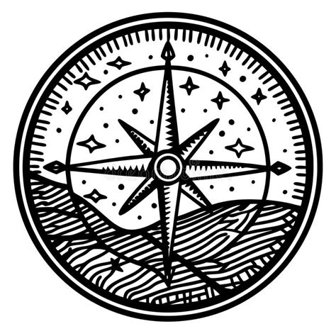 Intricate Compass Rose Design With Nautical Stars And Abstract Landscape Elements Ai Generative