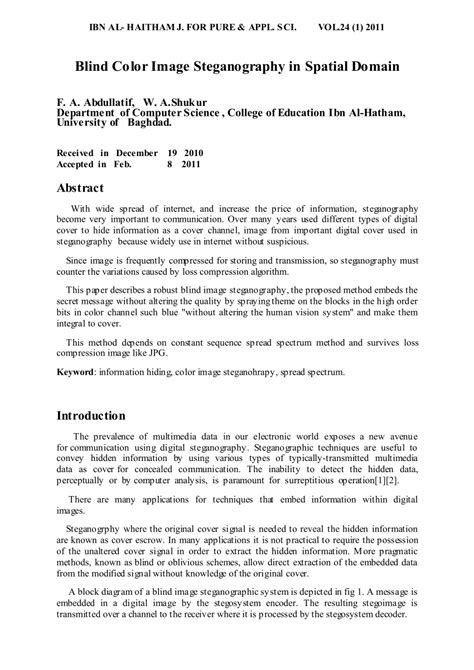 Pdf Blind Color Image Steganography In Spatial Domain