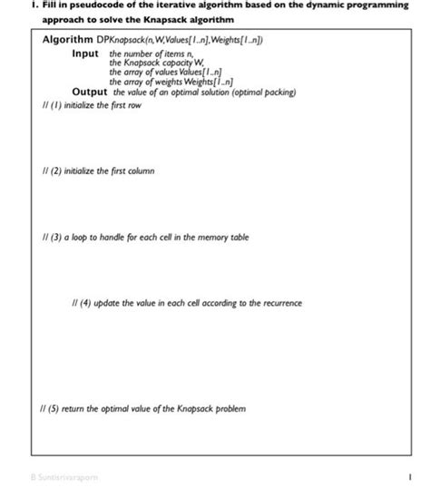 Solved 1 Fill In Pseudocode Of The Iterative Algorithm