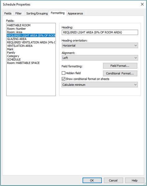 Calculated Parameter Column On A Schedule Calculate Minimum