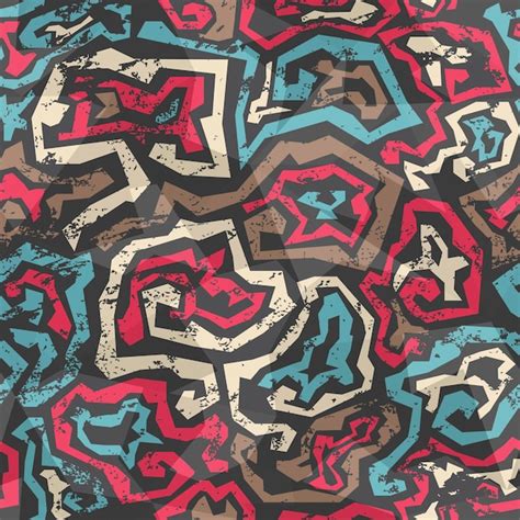 Premium Vector Spiral Lines Seamless Pattern With Grunge Effect