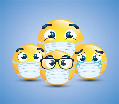 Emojis Wearing Face Masks 2006091 Vector Art At Vecteezy