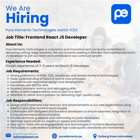 Pure Elements Technologies On Linkedin Reactjs Frontenddeveloper Jobopening Webdevelopment