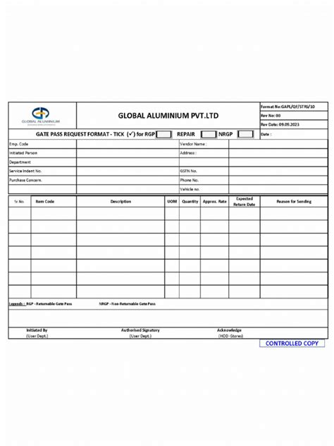 Gate Pass Format Pdf