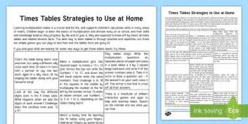 Useful Strategies For Learning Multiplication Tables Parent And