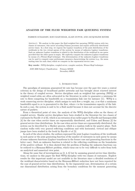 Pdf Analysis Of The Fluid Weighted Fair Queueing System