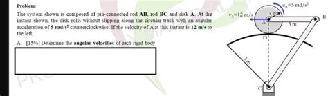 SOLVED Problem The System Shown Is Composed Of Pin Connected Rod AB Rod BC And Disk A At