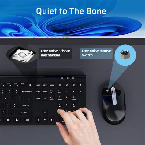 Creatmor Rechargeable Wireless Keyboard And Mouse Combo Ergonomic Full Size Design Wireless