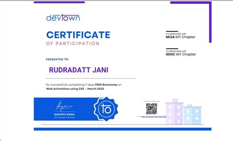 Rudradatt Jani On Linkedin Devtown Css Certificate