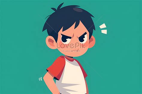 화난 소년 만화 초상화 일러스트 무료 다운로드 Lovepik