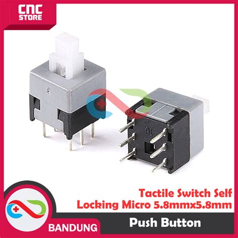 Jual Tactile Switch Self Locking Micro Push Button 5 8mm X 5 8mm Latching Dip 6pin Shopee