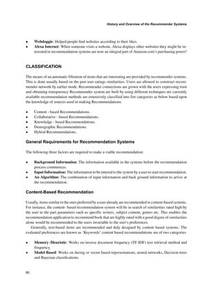 History And Overview Of The Recommender Systems Pdf