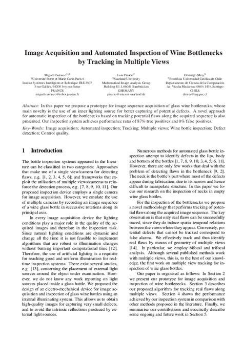 Pdf Image Acquisition And Automated Inspection Of Wine Bottlenecks By Tracking In Multiple Views