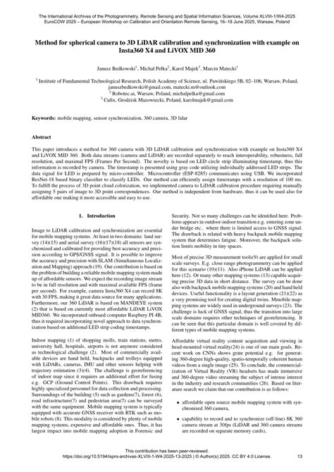 Pdf Method For Spherical Camera To 3d Lidar Calibration And