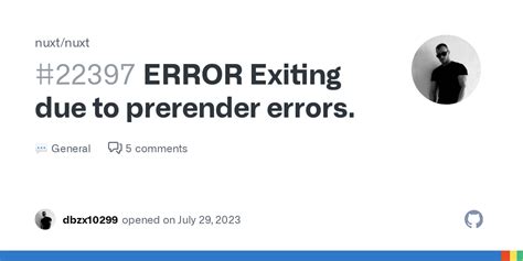 Error Exiting Due To Prerender Errors · Nuxt Nuxt · Discussion 22397