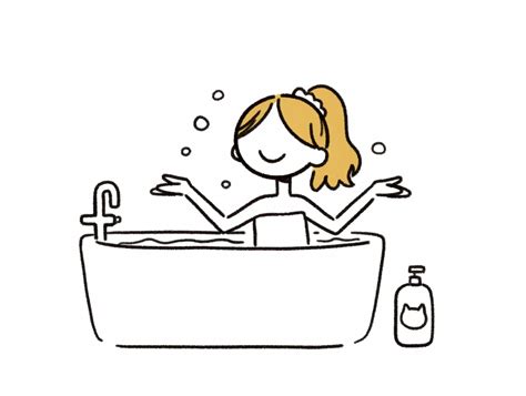 おしゃれ風呂で笑顔の女性｜イラスト・フリー素材なら「シンテリ」