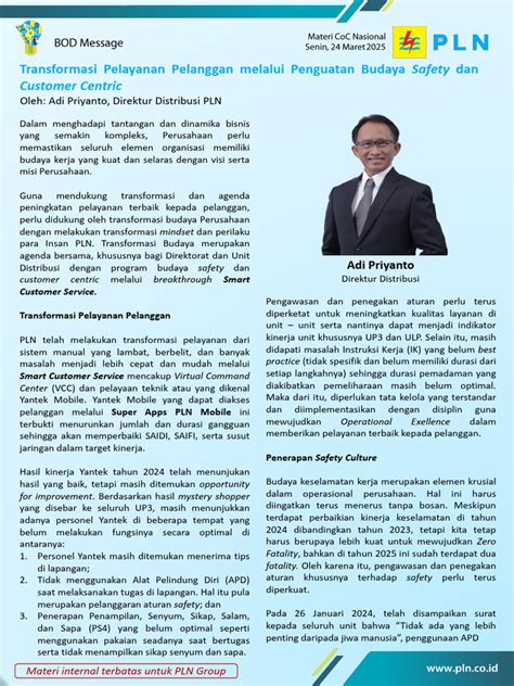 Materi Coc Nasional Bod Message Transformasi Pelayanan Pelanggan