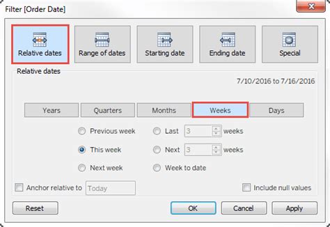 create date filter in tableau dashboard