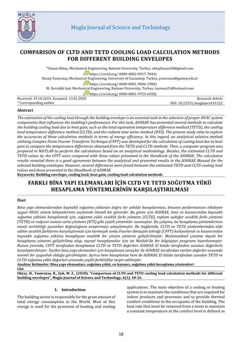 Pdf Comparison Of Cltd And Tetd Cooling Load Calculation Methods For