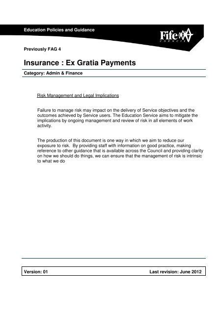 Insurance Ex Gratia Payments Home Page