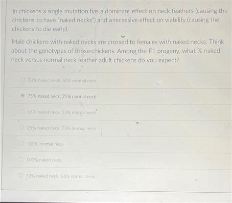 Solved In Chickens A Single Mutation Has A Dominant Effect